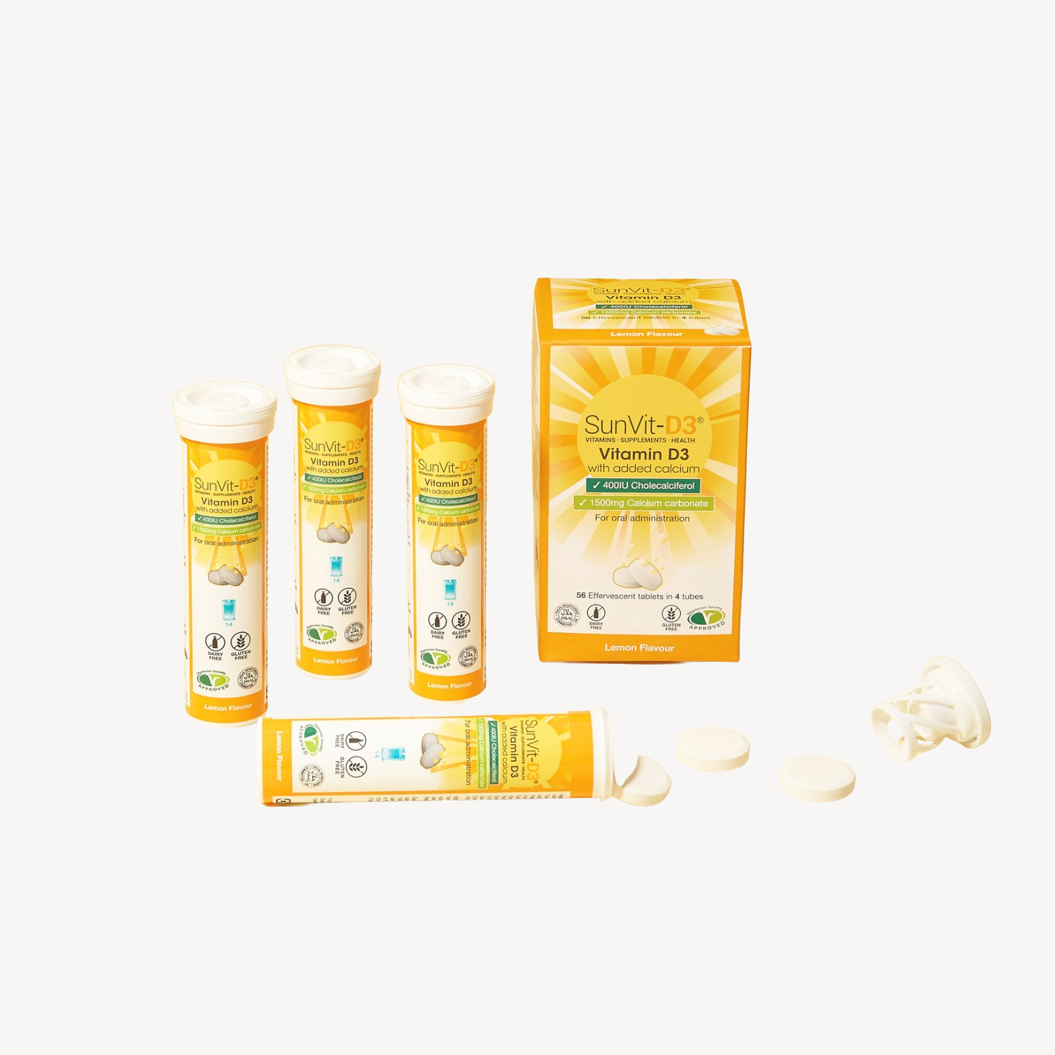 Lemon Flavoured Dissolvable Calcium and Vitamin D Tablets | SunVit-D3